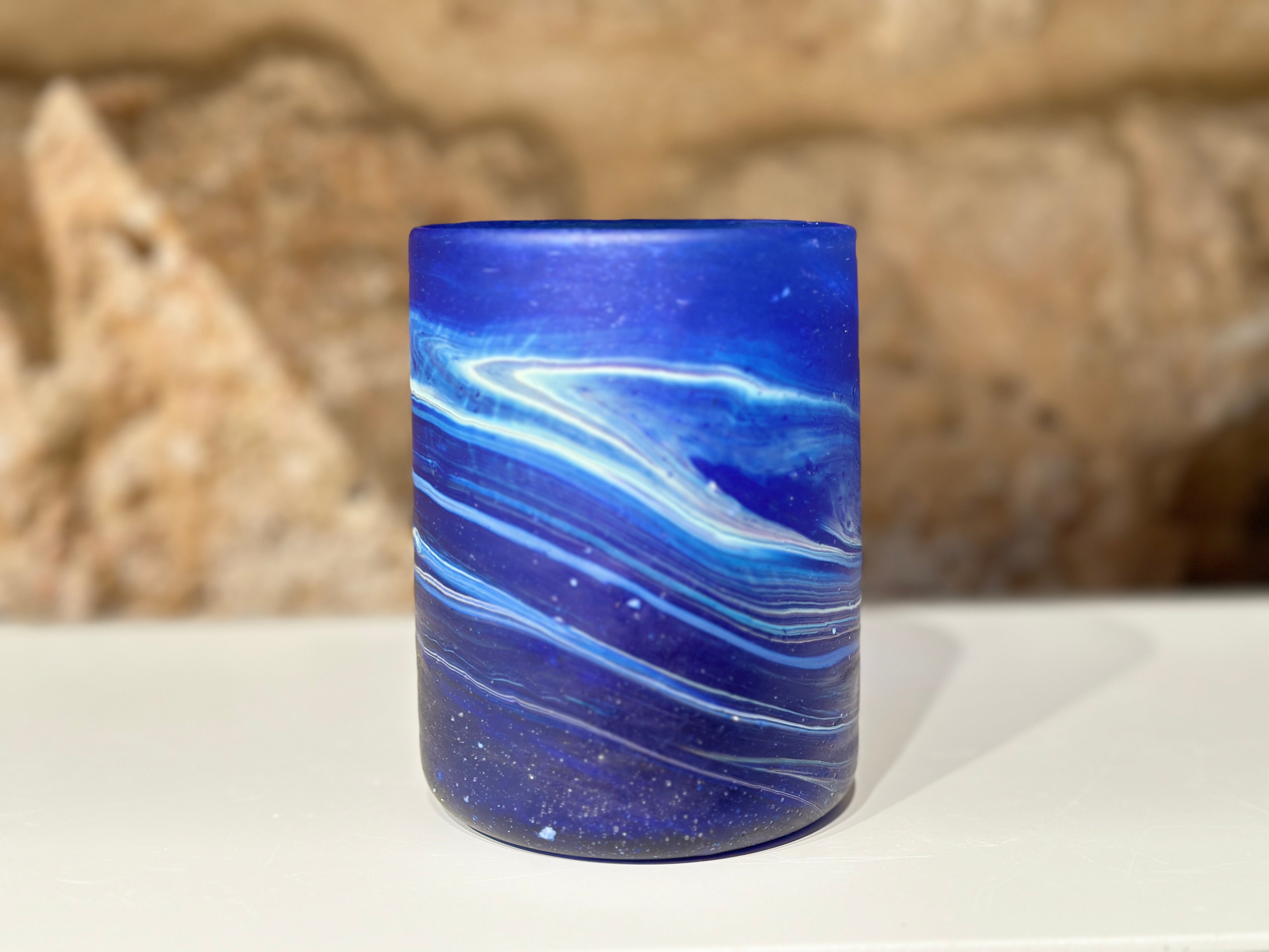 Cobalt Blue Handblown Phoenician Wide Glass | Hilweh Market