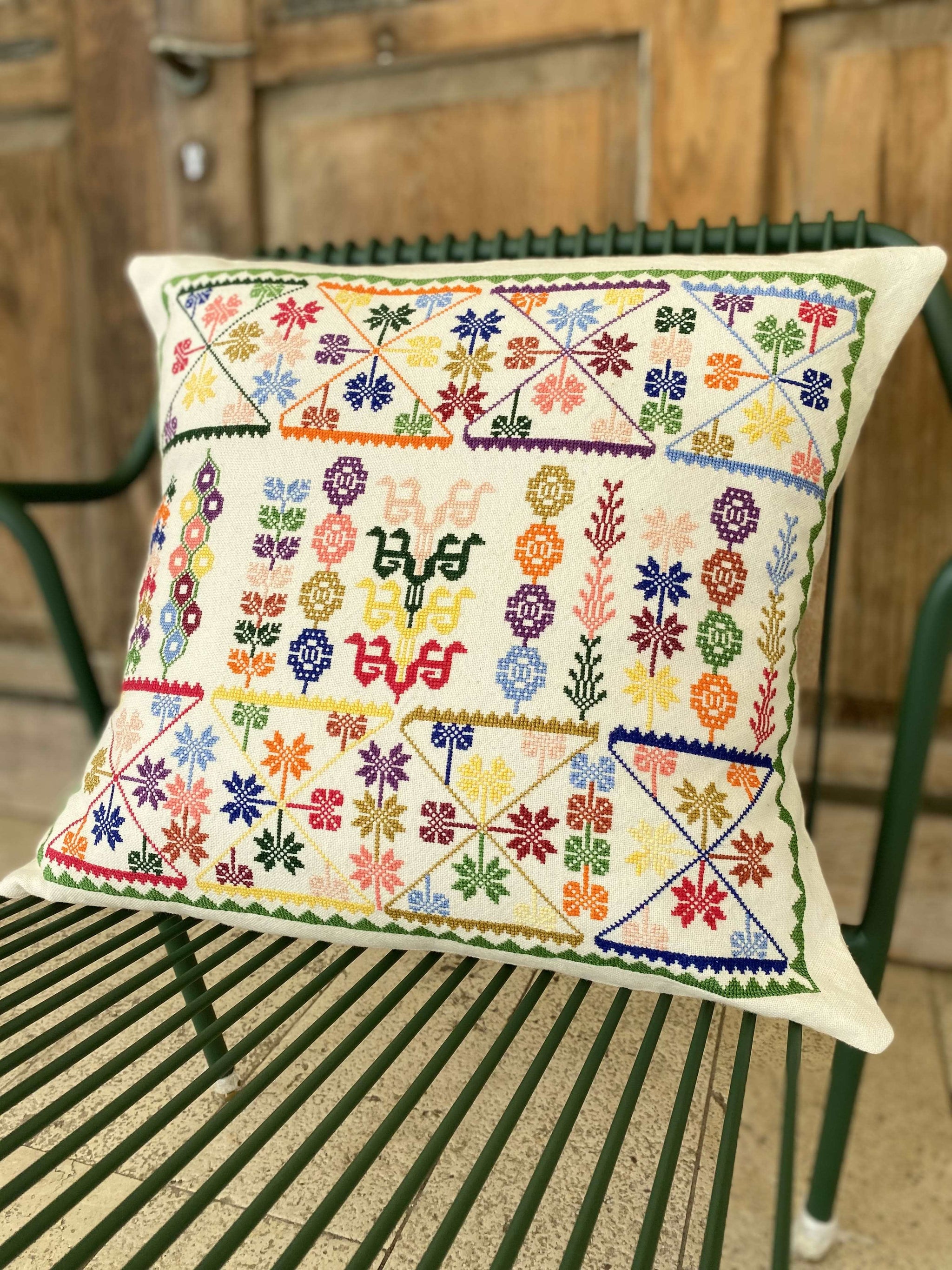 Palestinian embroidered ‘Wardeh’ Cushion Covers | Hilweh Market