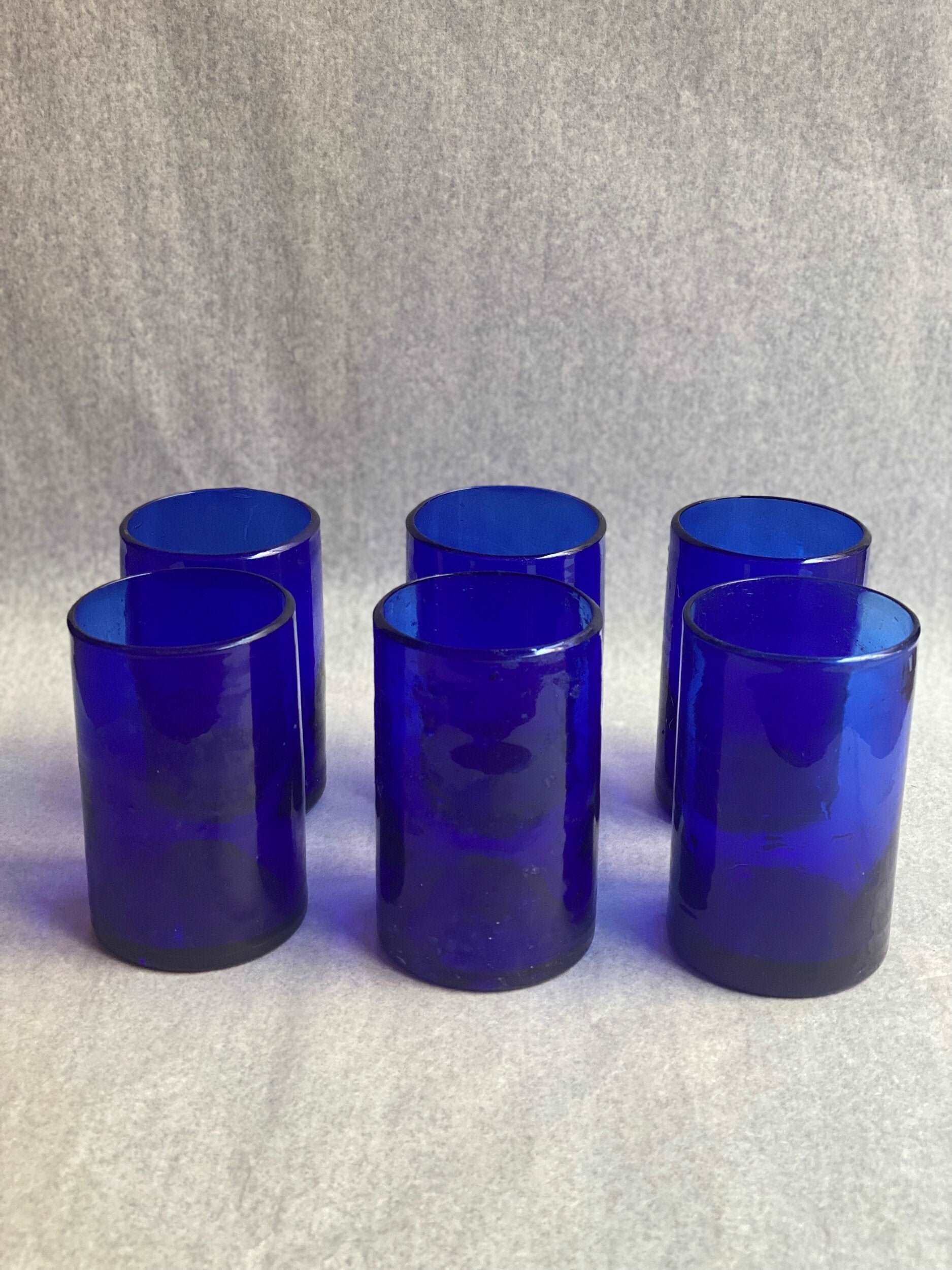 Set of 2 handblown short cobalt blue glass cups | Hilweh Market